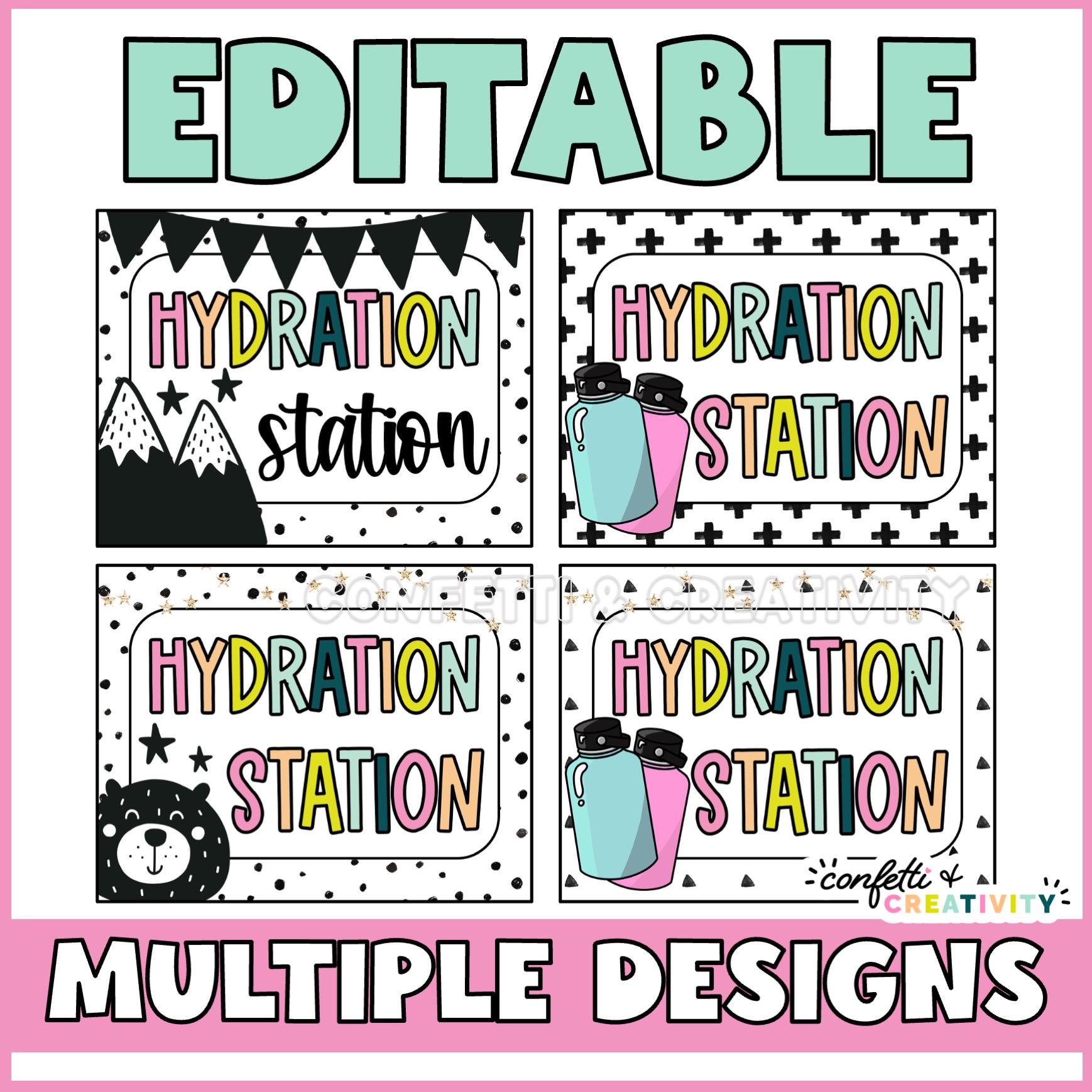 Bright Hydration Station Classroom Signs | Bold & Colorful Water Bottle ...