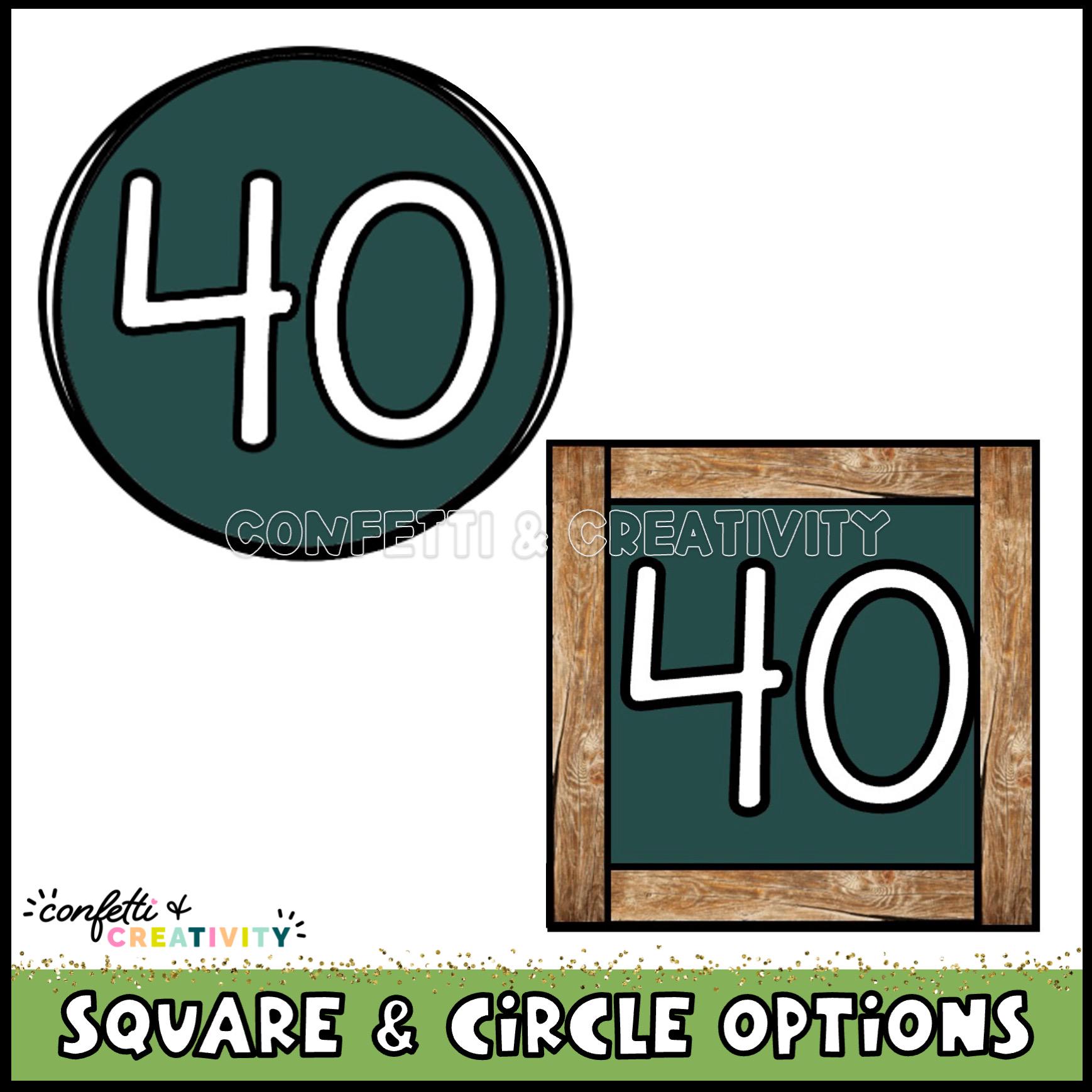 Green Number Labels 1-40: Nature Classroom Decor (digital Download ...