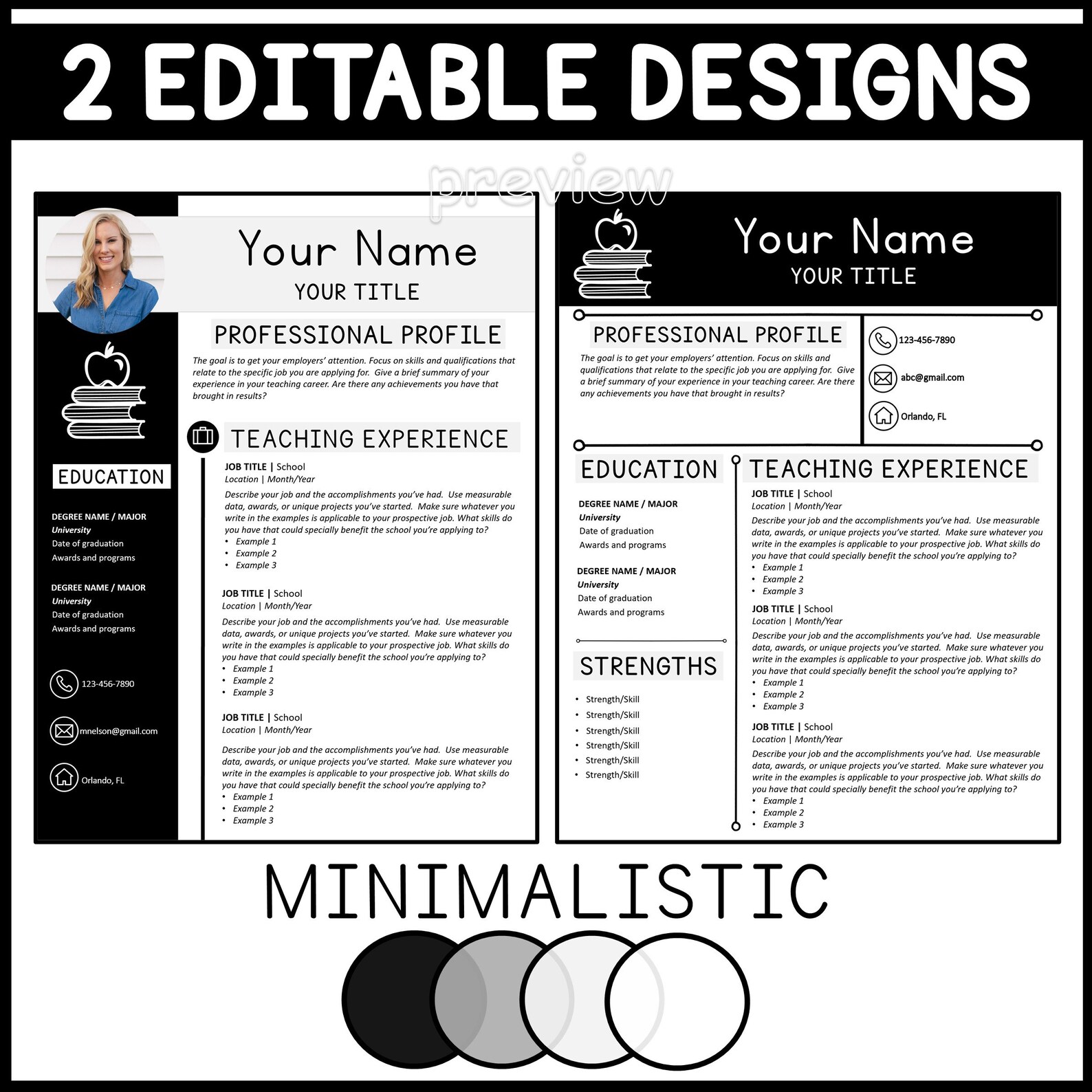 Editable Teacher Resume Template: Elementary & Preschool (digital ...