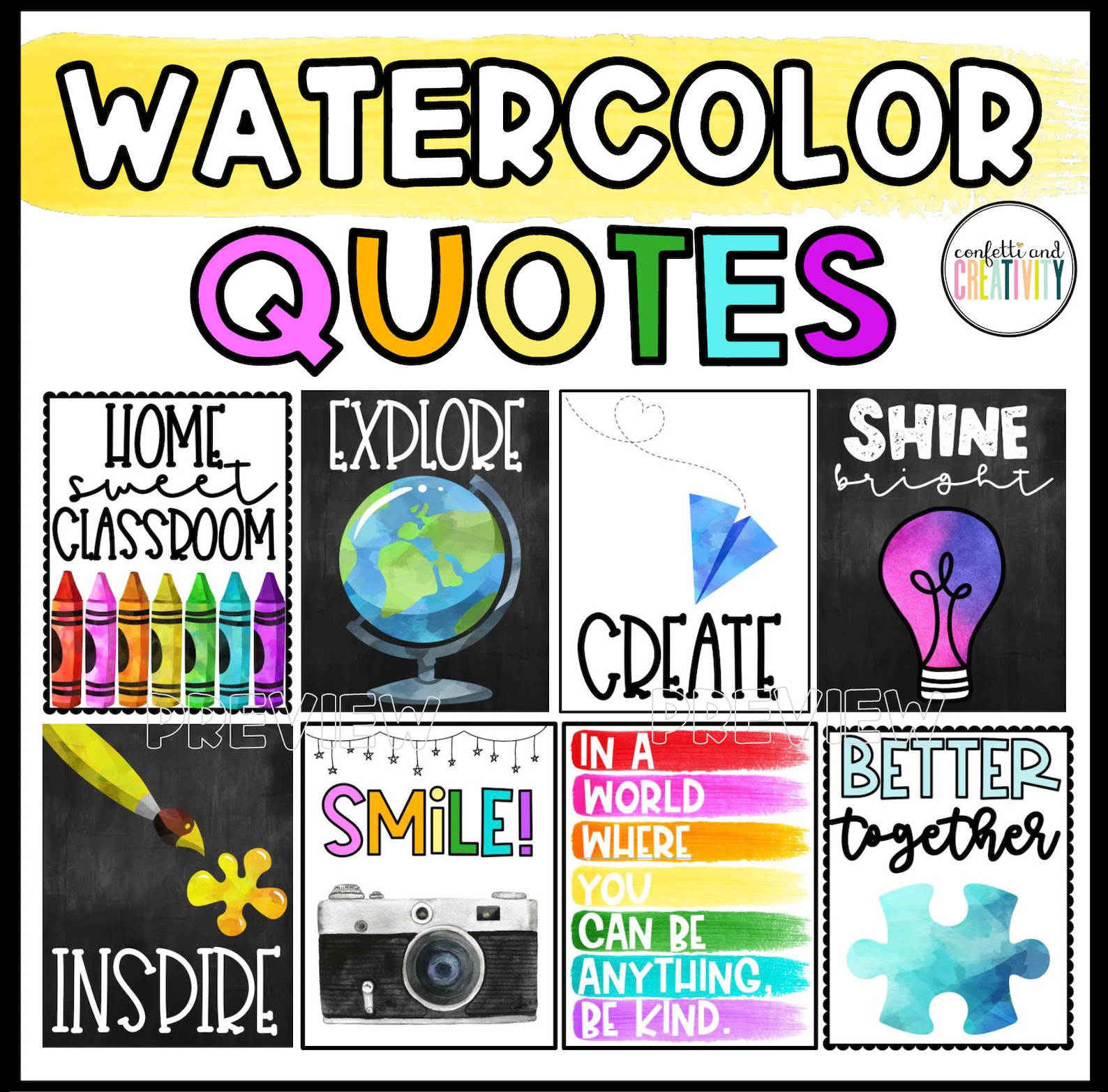WATERCOLOR Classroom Decor Bundle Watercolor Classroom Theme - Etsy