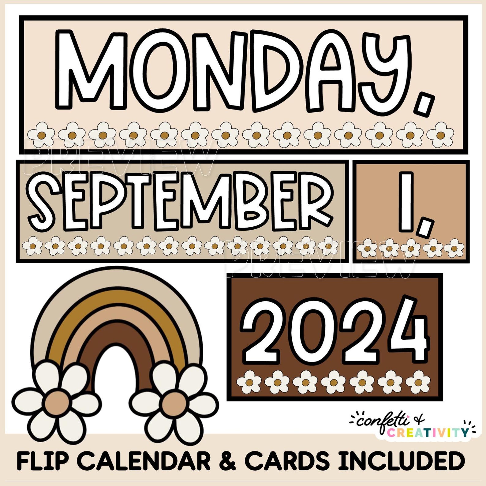 Neutral Classroom Calendar Pack: Pocket Chart & Flip Calendar (digital ...