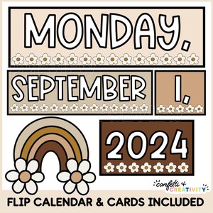 Neutral Classroom Calendar Pack | Pocket Chart Calendar | Flip ...