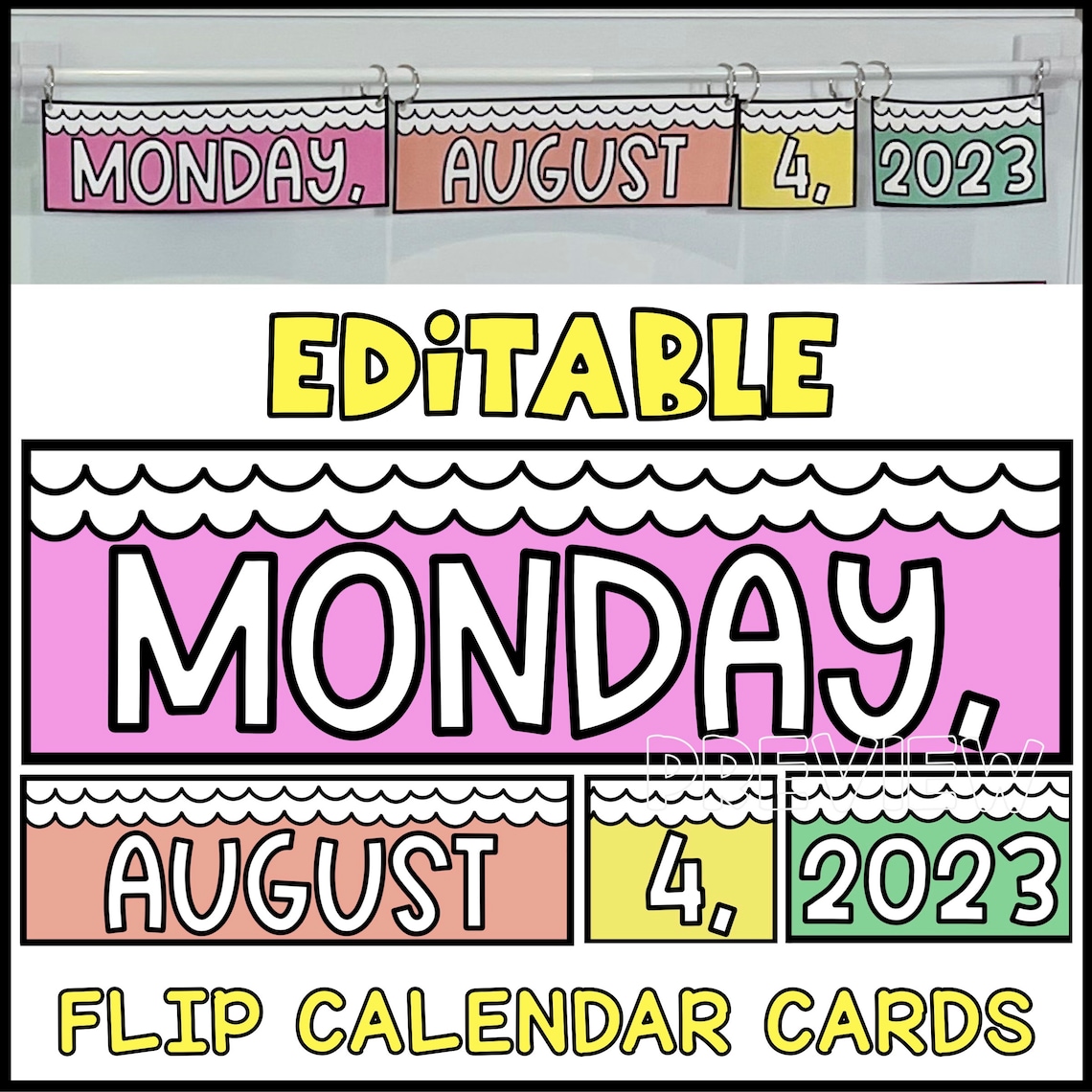 Colorful Classroom Calendar: Pocket Chart & Flip Calendar (digital ...