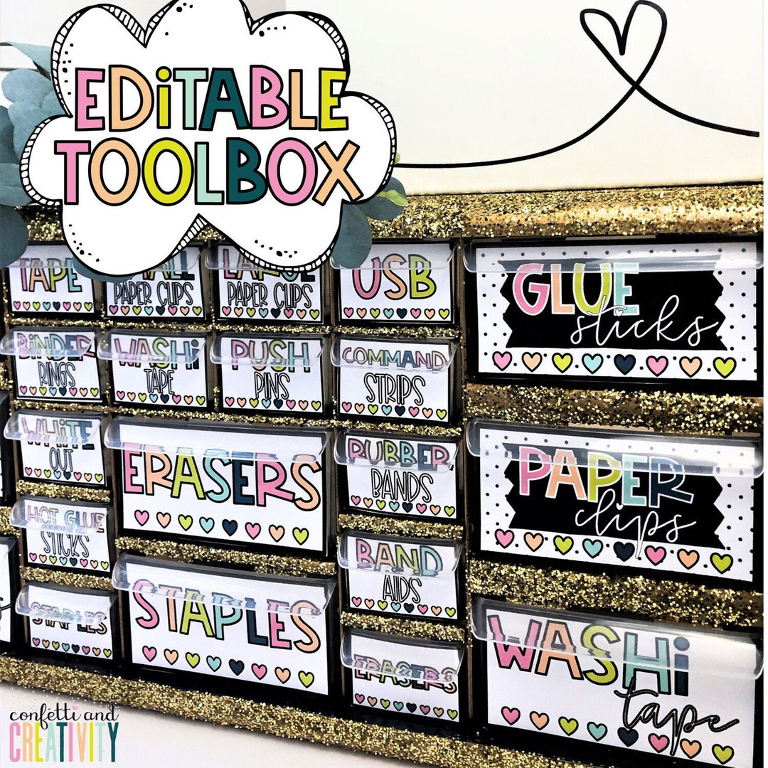 Bold Brights Teacher Toolbox Labels: Colorful Classroom Decor (digital ...