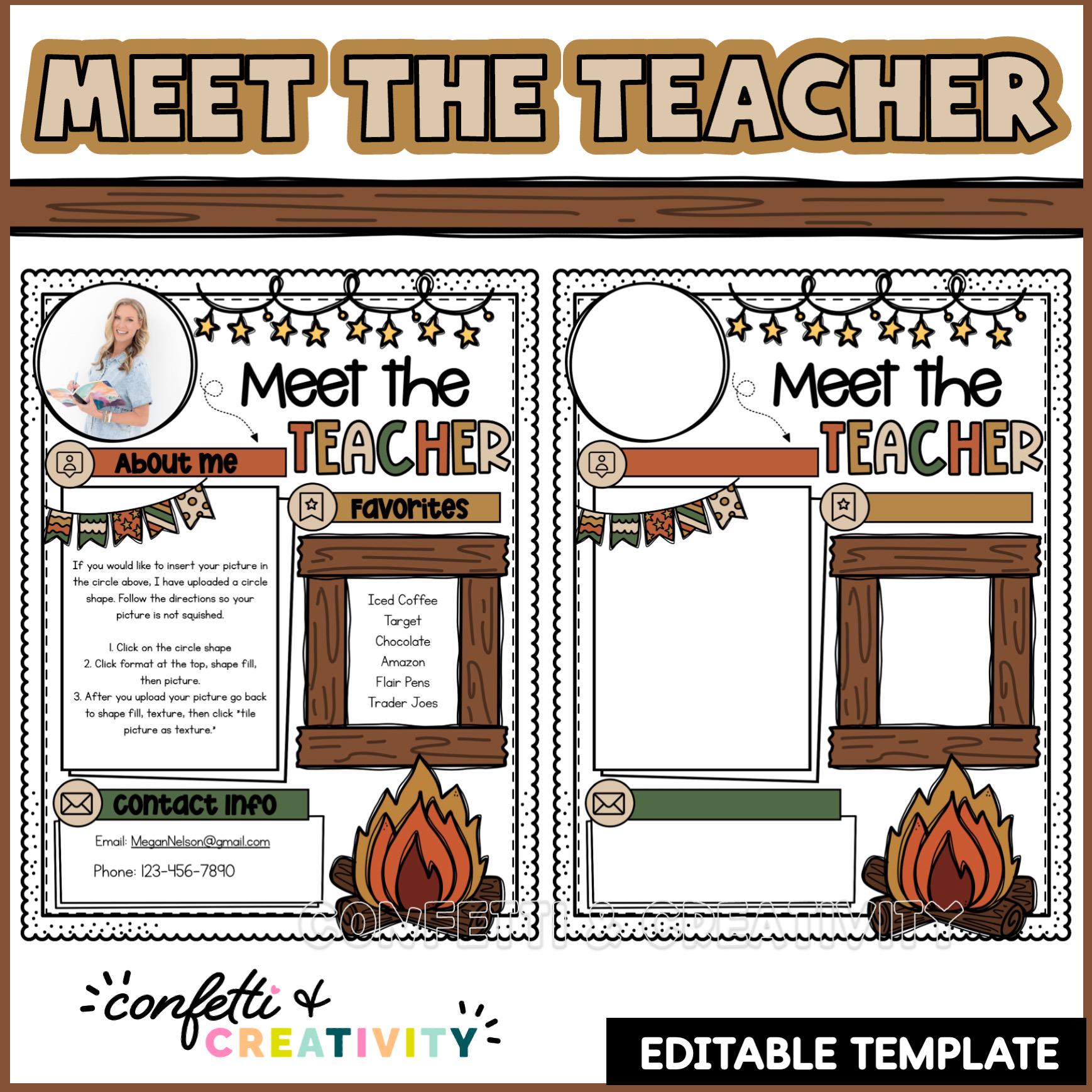 Camping Themed Meet the Teacher Template | Open House Forms, Nature ...
