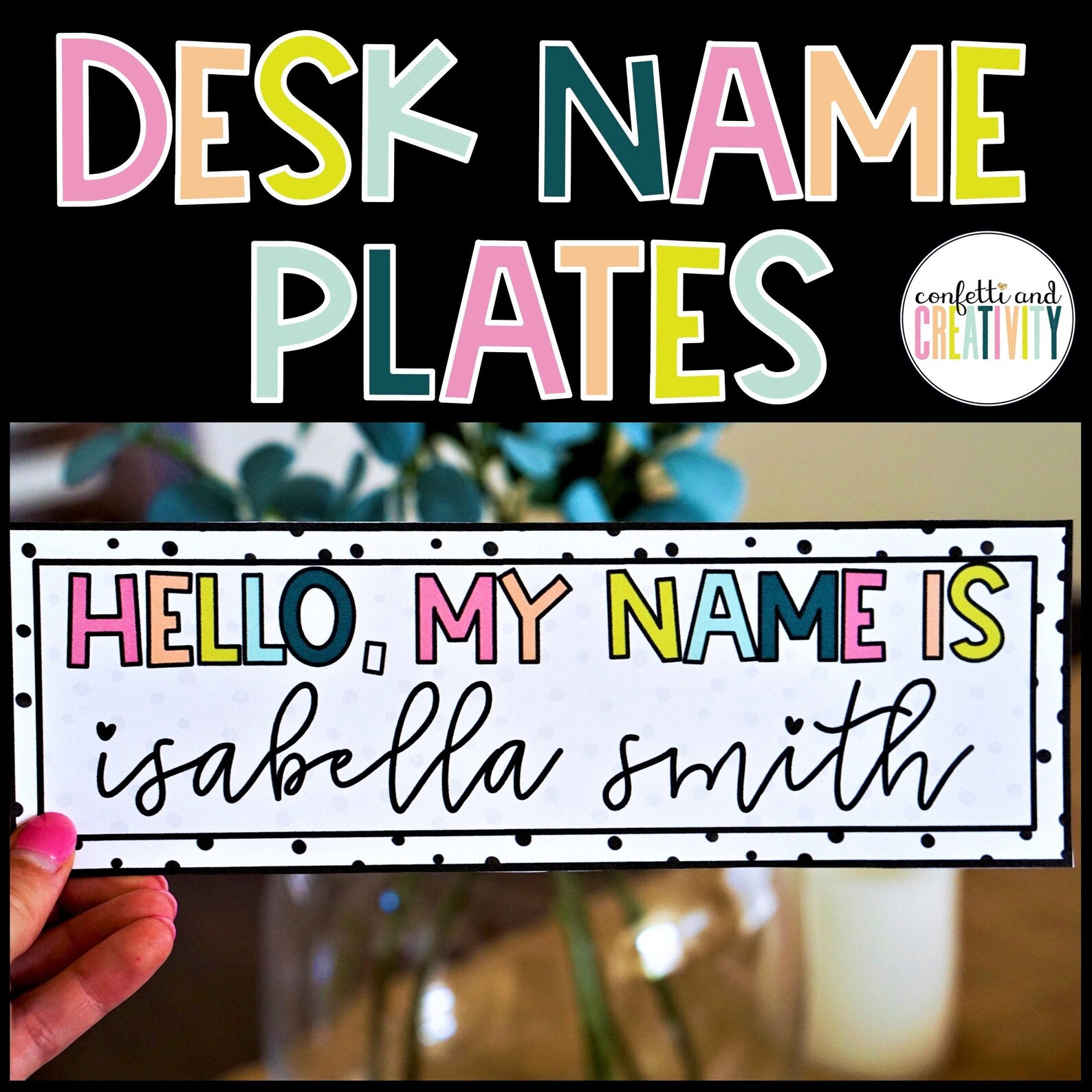Bold Brights Student Desk Plates Student Name Tags Desk Name Plates for ...
