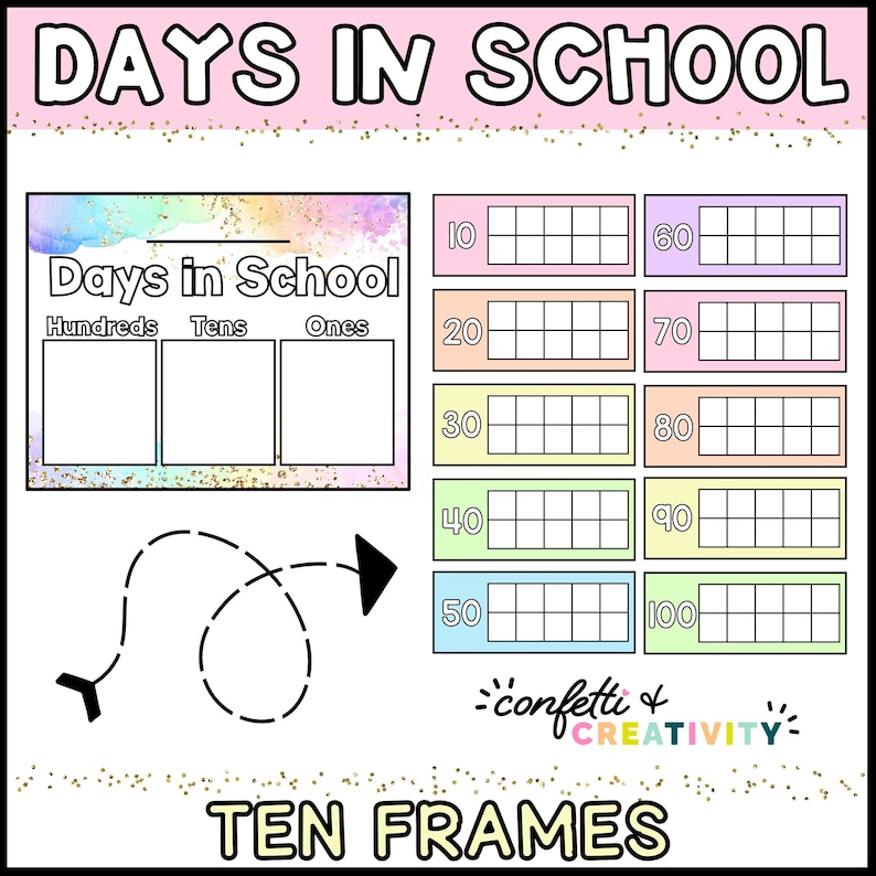 Pastel Days in School Tally Ten Frames Chart: Elementary Classroom ...