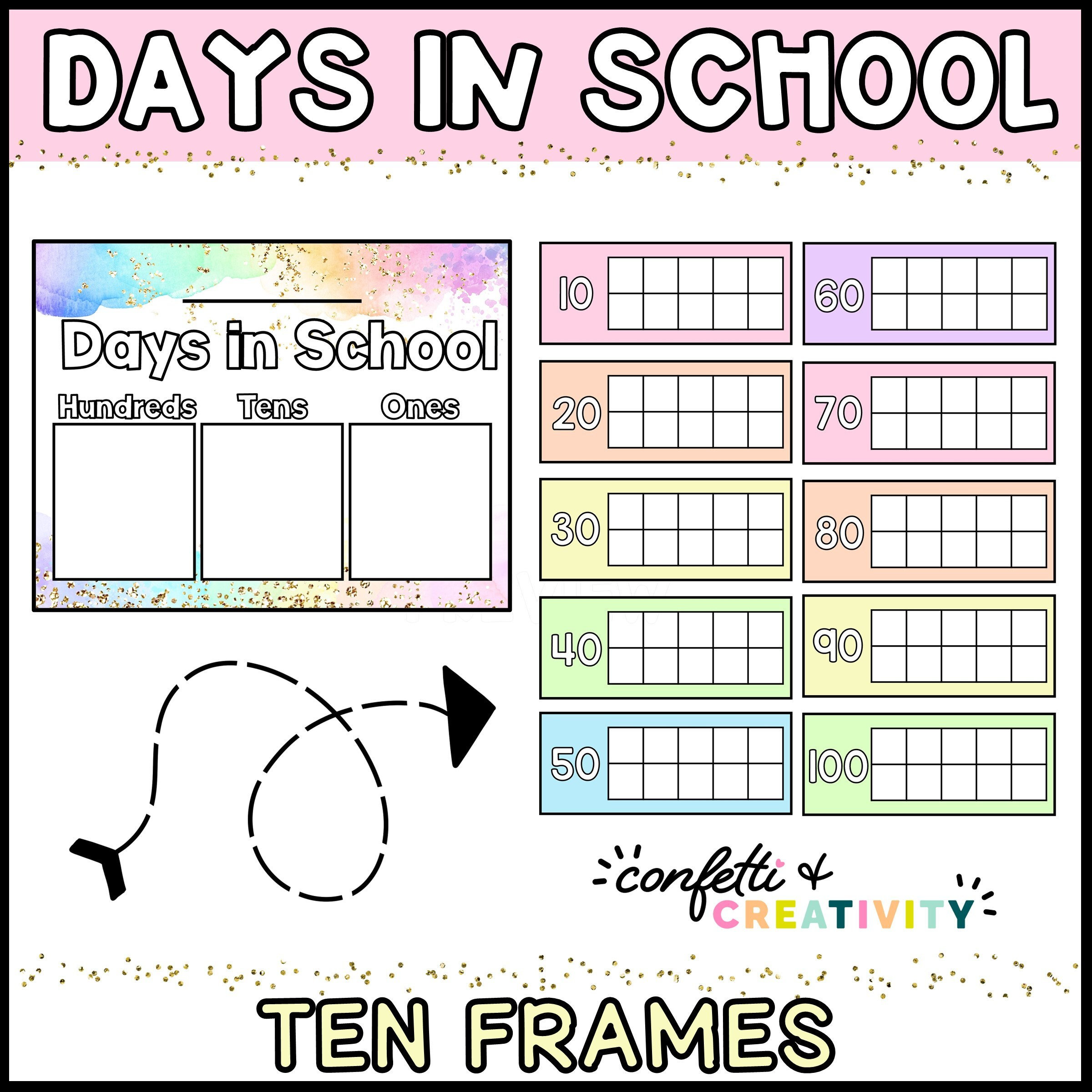 Pastel Days in School Tally Ten Frames Chart: Elementary Classroom ...