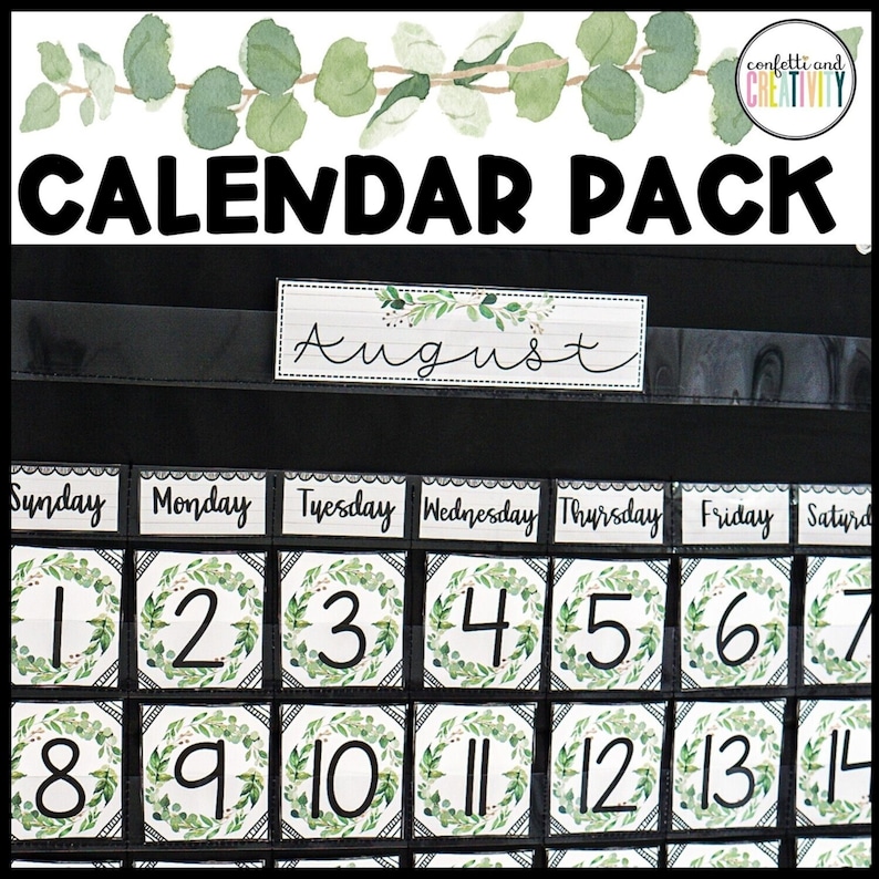 Modern Farmhouse Classroom Calendar Pack Pocket Chart - Etsy