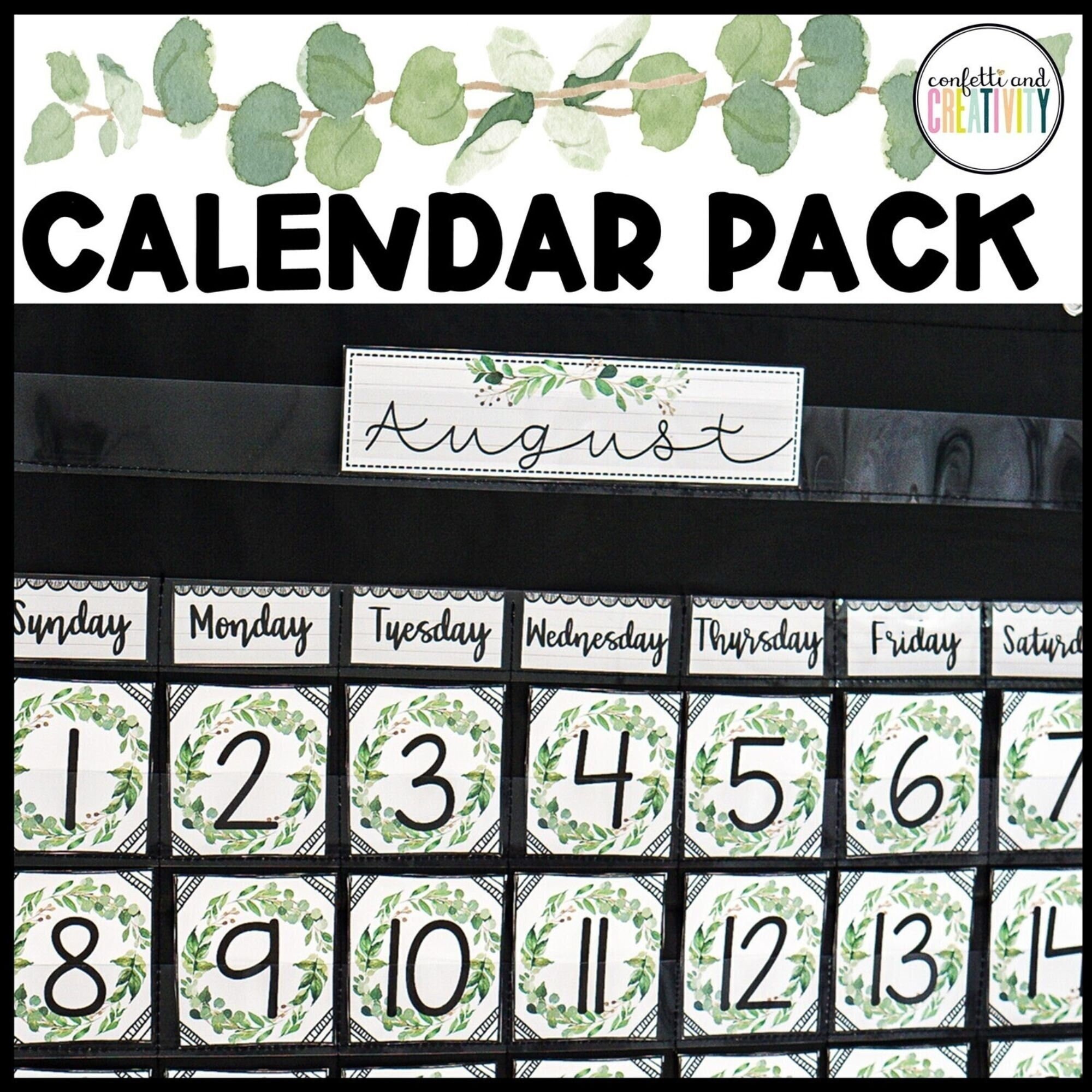 Farmhouse Classroom Calendar Pack: Pocket Chart & Flip Calendar ...