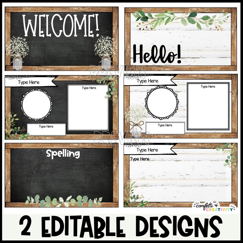 Farmhouse Classroom Slides: Powerpoint & Google Templates (digital ...