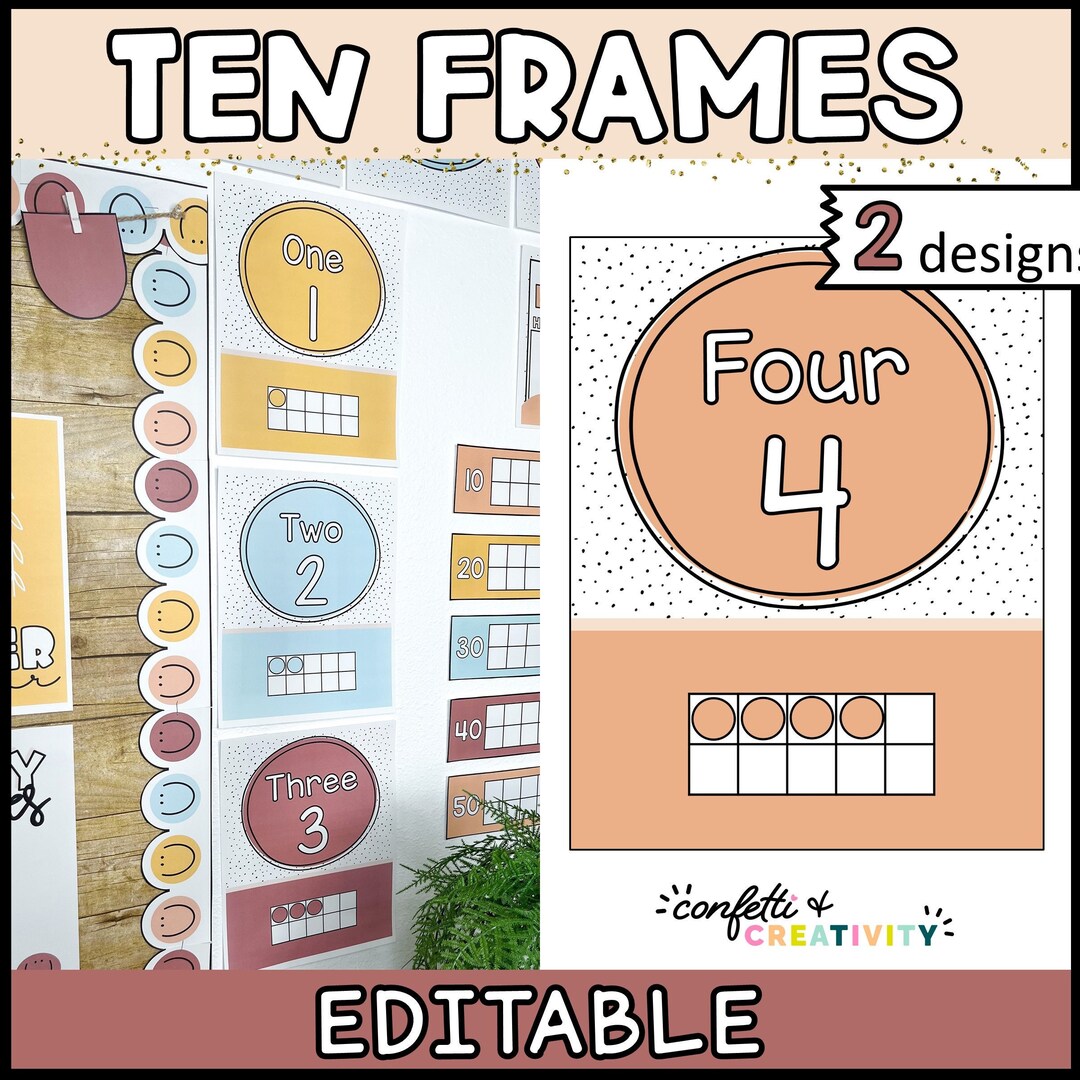 Classroom Number Posters With Ten Frames 0-20 | Neutral Classroom Decor ...