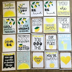Lemon Classroom Quote Posters: Bulletin Board Classroom Decor (digital ...