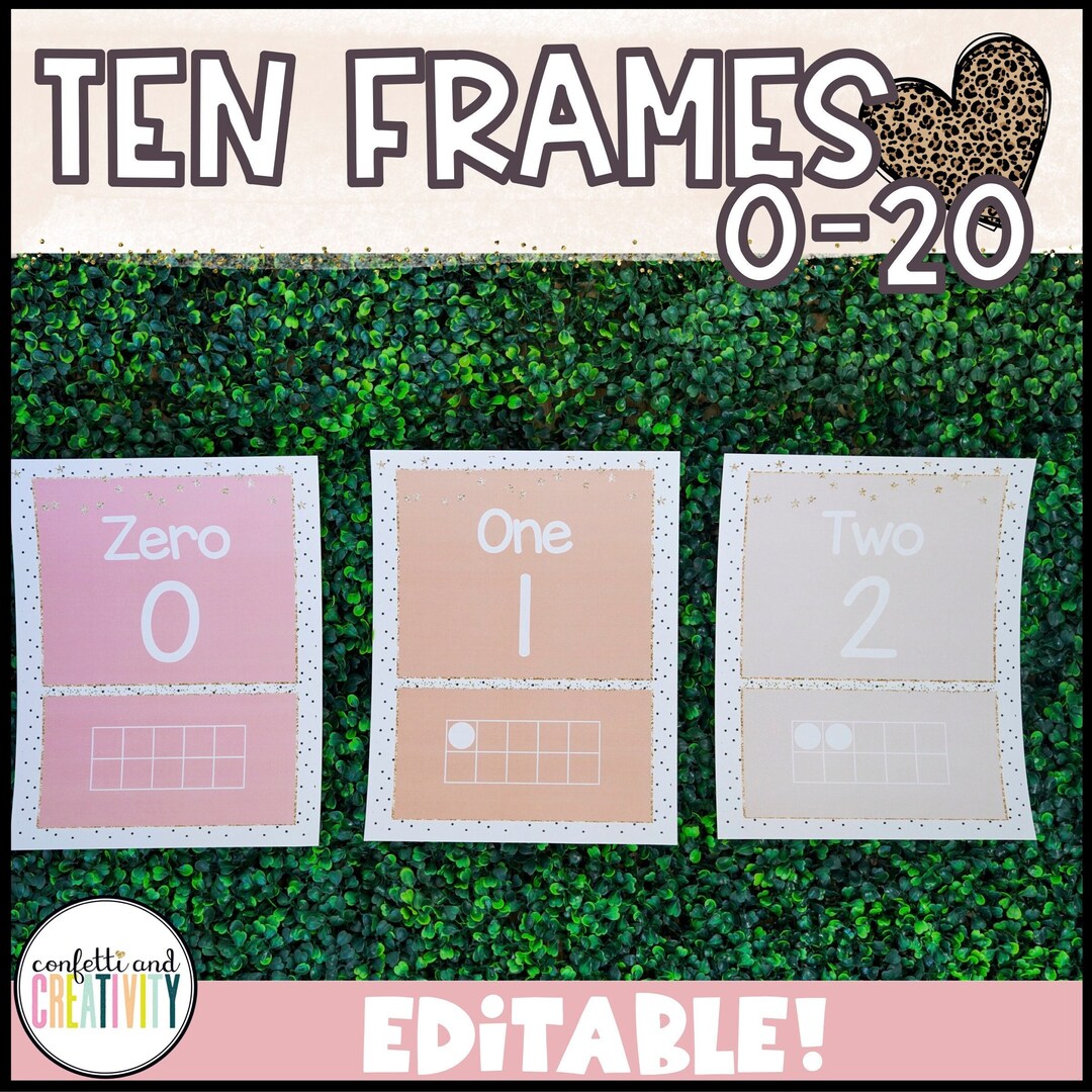 Classroom Number Posters With Ten Frames 0-20 | Boho Neutral Classroom ...