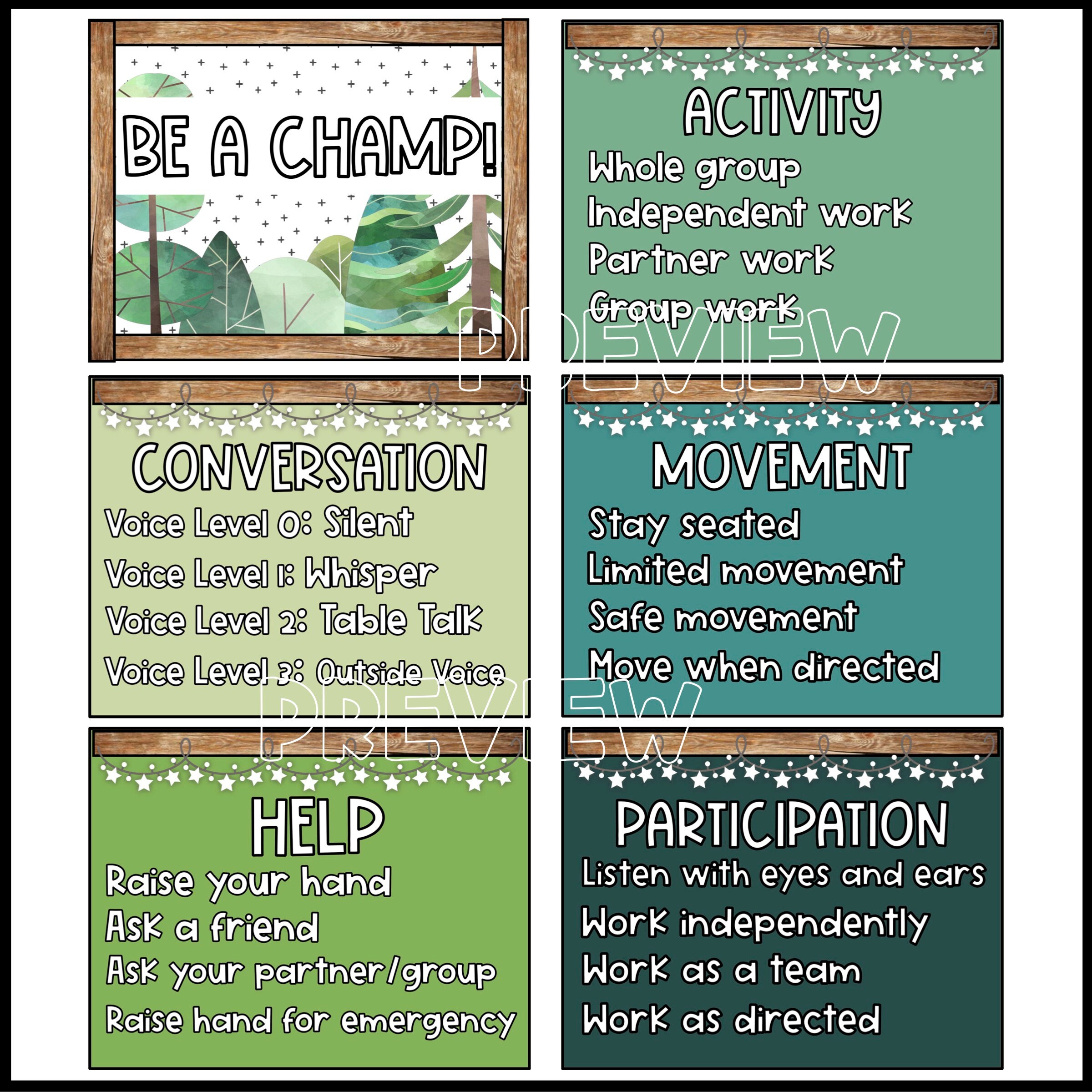 Nature CHAMPS Classroom Poster: Editable Teacher Resource (digital ...
