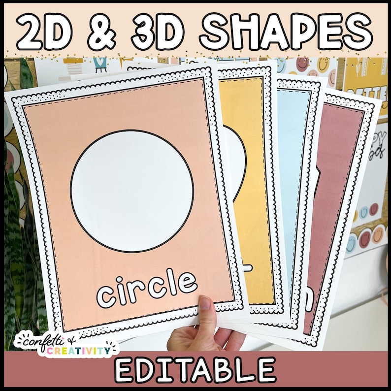 2D & 3D Shapes Classroom Posters: Neutral Elementary Decor (digital ...