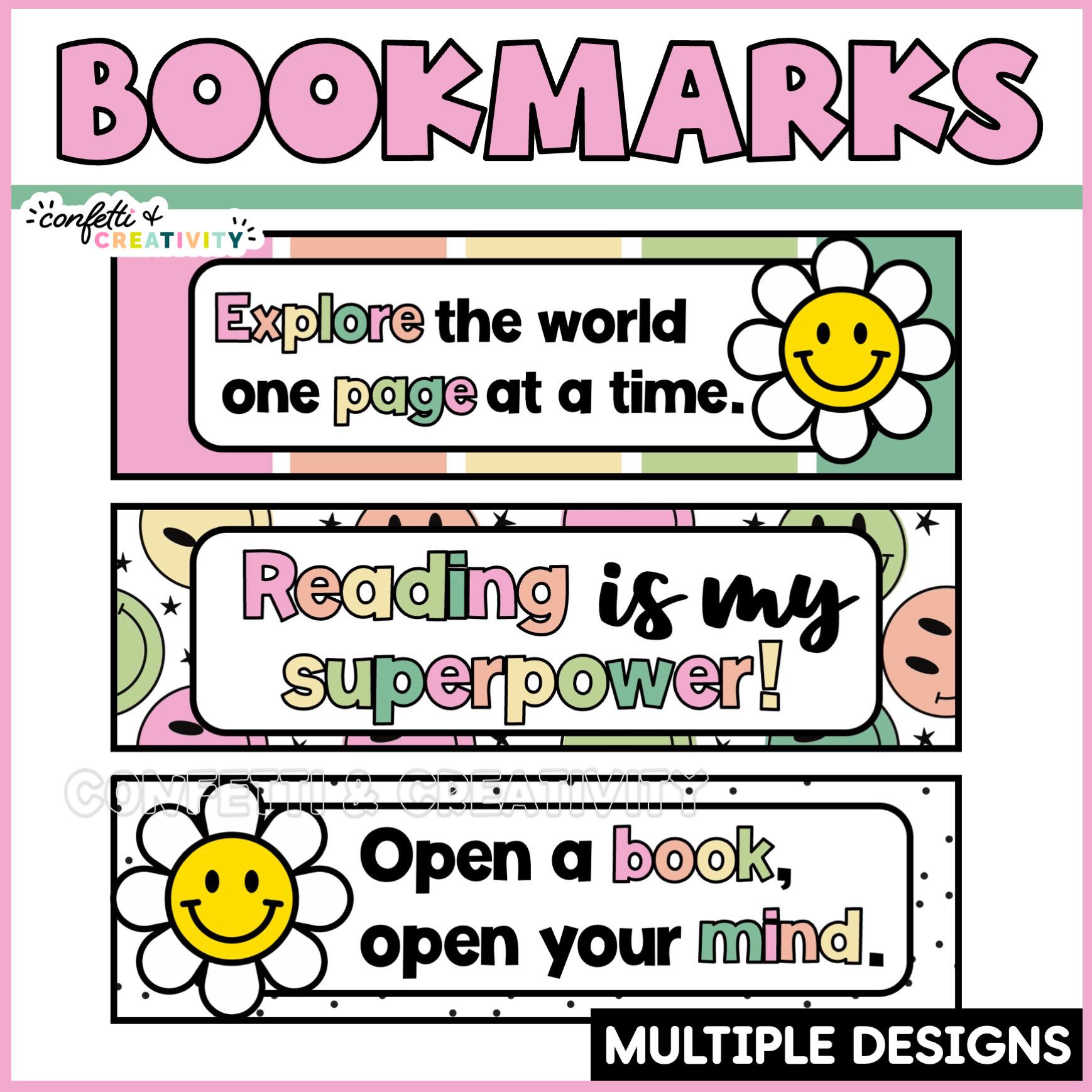 Retro Student Bookmarks | Classroom Reading Bookmarks, Groovy Theme ...