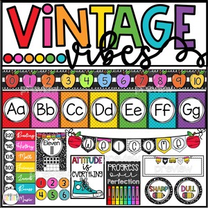 Vintage Vibes Classroom Decor Bundle: Colorful Theme (digital Download ...