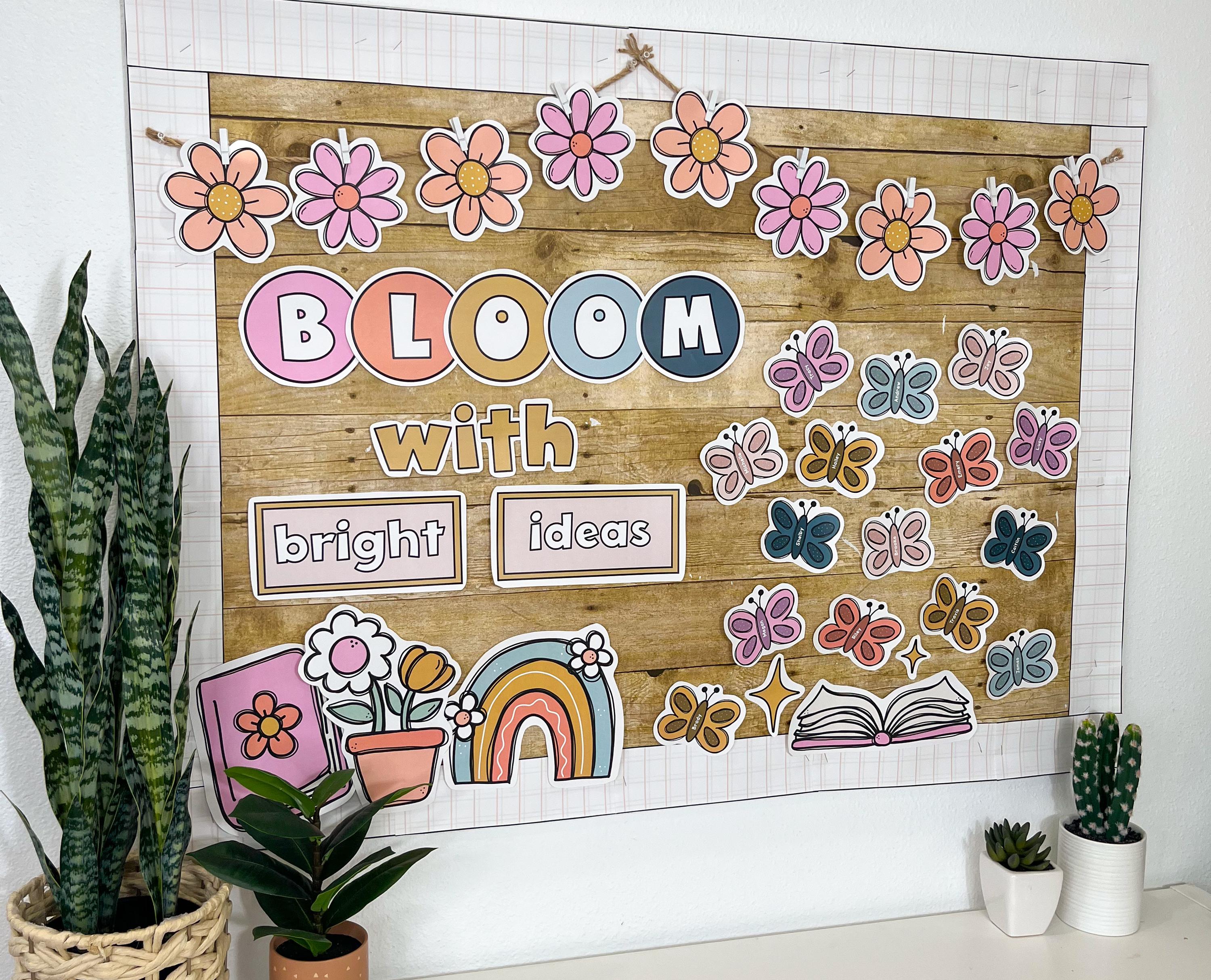 Spring Classroom Bulletin Board Kit: Flowers, Butterflies (digital ...