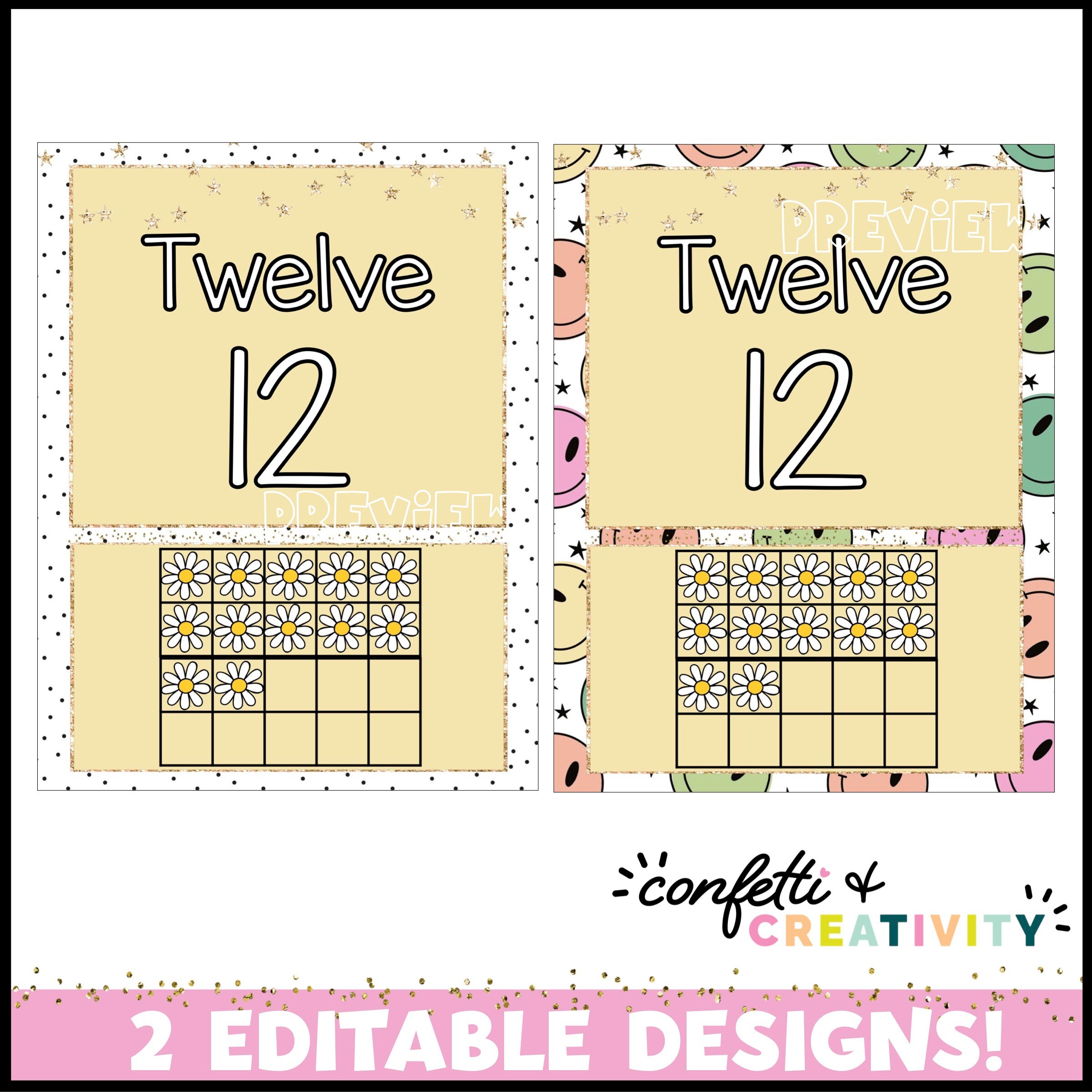 Classroom Ten Frame Number Posters 0-20: Editable Elementary Decor ...