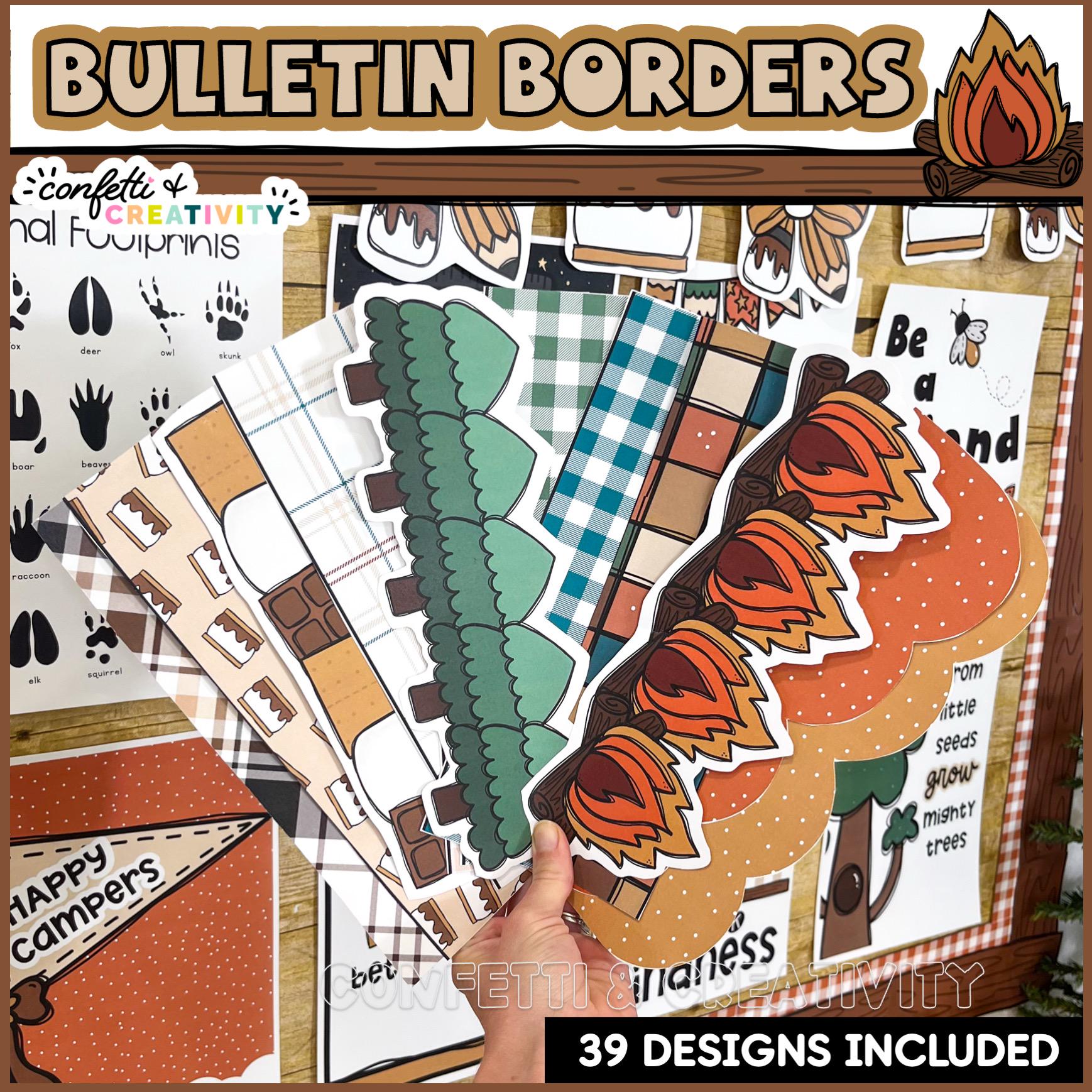 Camping Bulletin Board Borders: Rustic Nature Classroom Decor (digital ...