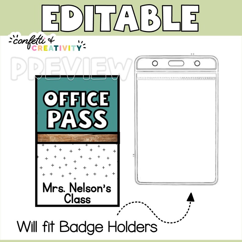 Nature Classroom Hall Passes: Editable Teacher Lanyard Pass (digital ...