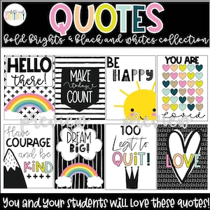 Bright Classroom Decor Bundle: Black & White Theme (digital Download ...