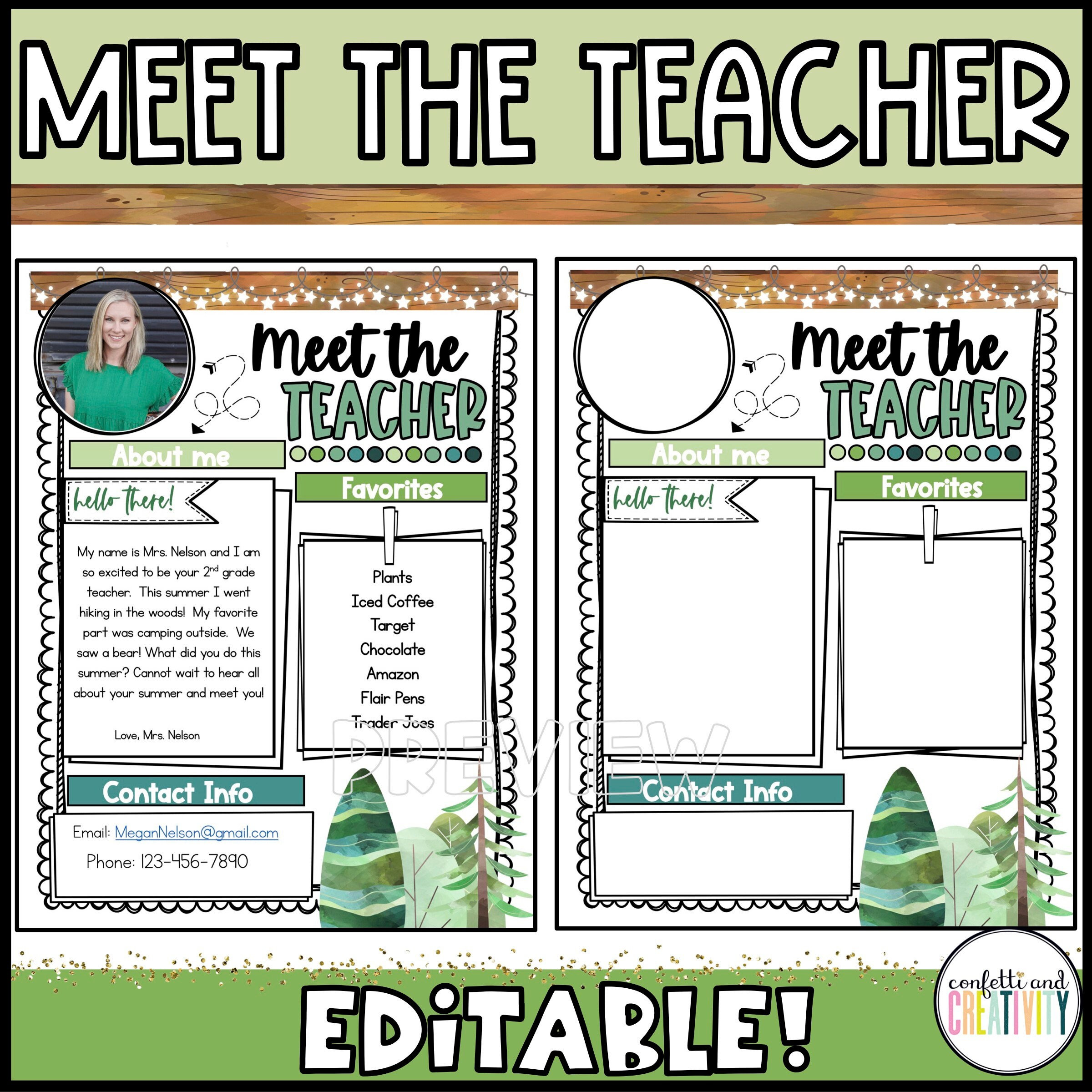 Editable Meet the Teacher Template Nature Classroom Decor - Etsy UK