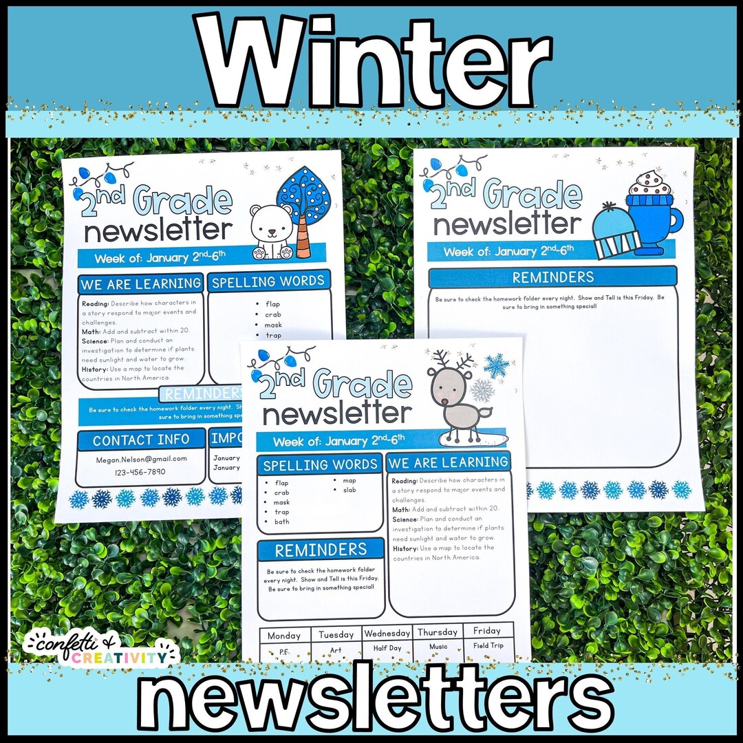 Editable Winter Classroom Newsletter Template: January School Flyer ...