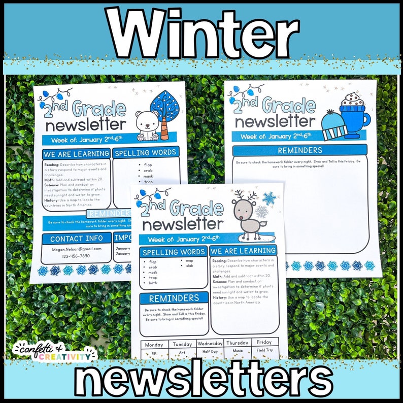 EDITABLE Winter Classroom Newsletter Teacher Newsletter - Etsy