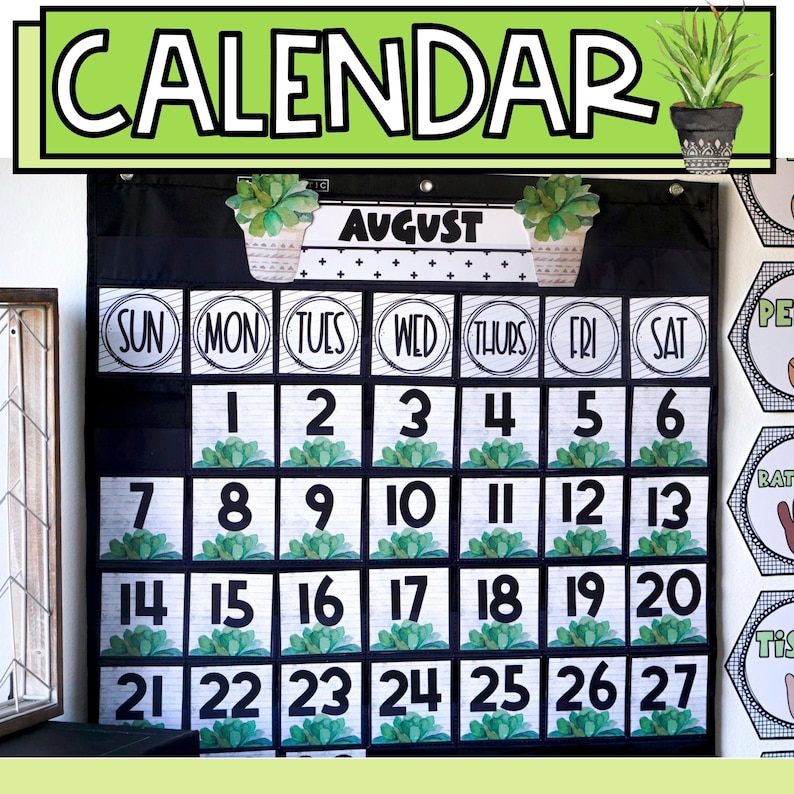 Plant Classroom Calendar Pack Pocket Chart Calendar Cards - Etsy