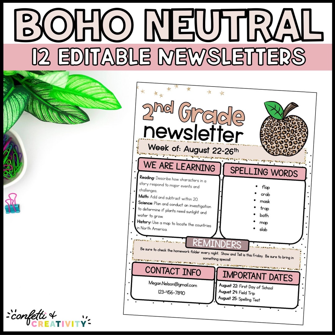 EDITABLE Boho Classroom Newsletter | Teacher Newsletter Template | Boho ...