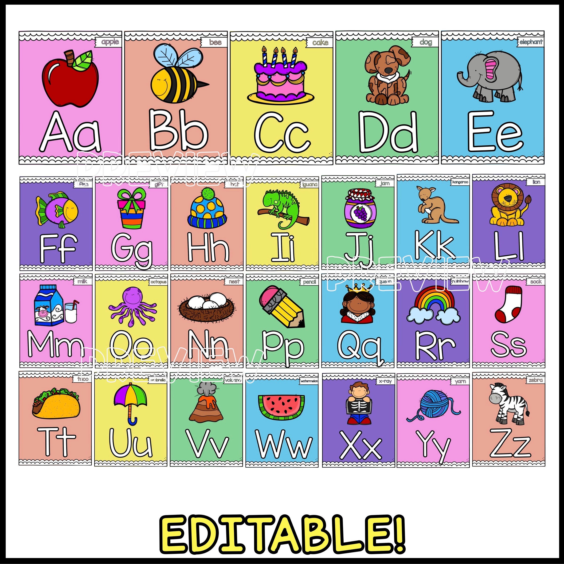 Bright Picture Alphabet Posters: Elementary Classroom Decor (digital ...