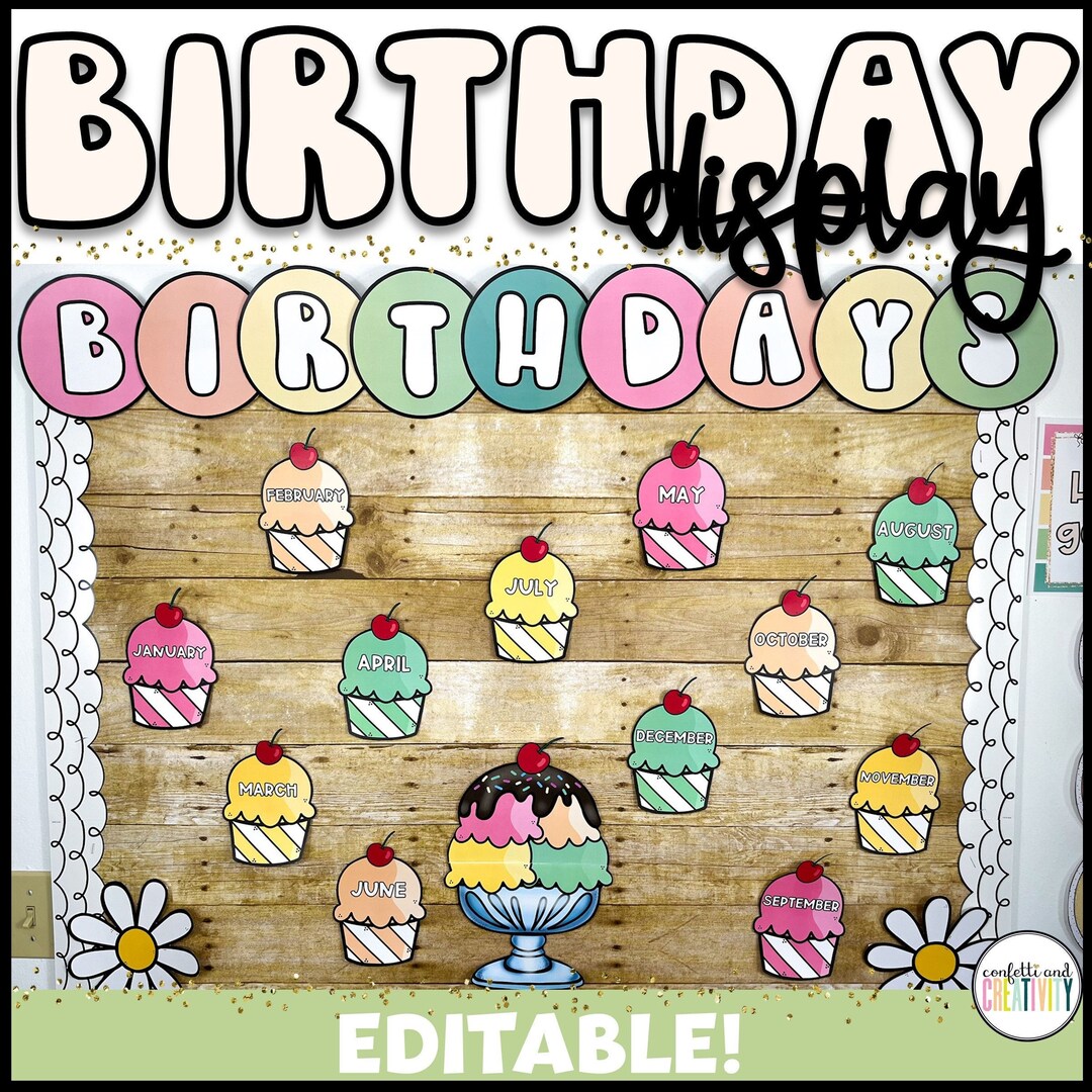 Retro Classroom Birthday Board: Elementary Bulletin Display (digital ...
