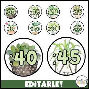 Plant Classroom Clock Labels: 5-minute Intervals (digital Download) - Etsy