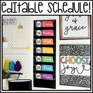 Editable Classroom Schedule: Bright Elementary Decor (digital Download ...