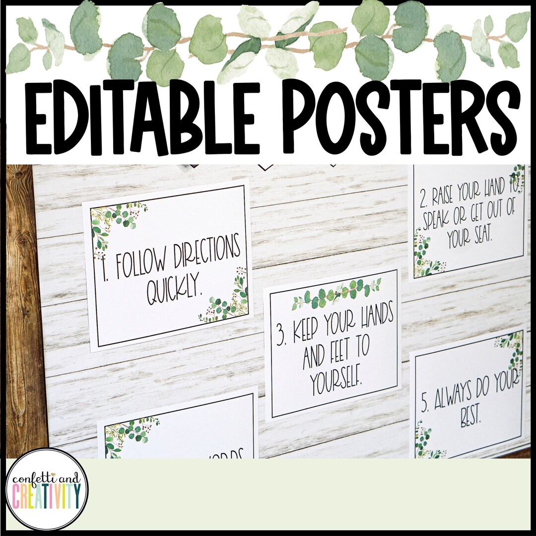 Editable Classroom Posters | Modern Farmhouse Classroom Decor ...