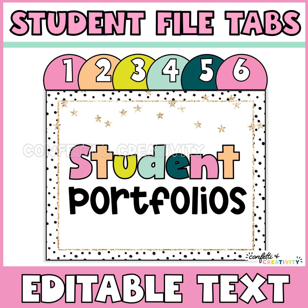 Bright Student File Tabs: Editable Classroom Organization (digital ...