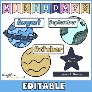 Space Classroom Birthday Display | Classroom Birthday Board | Birthday ...