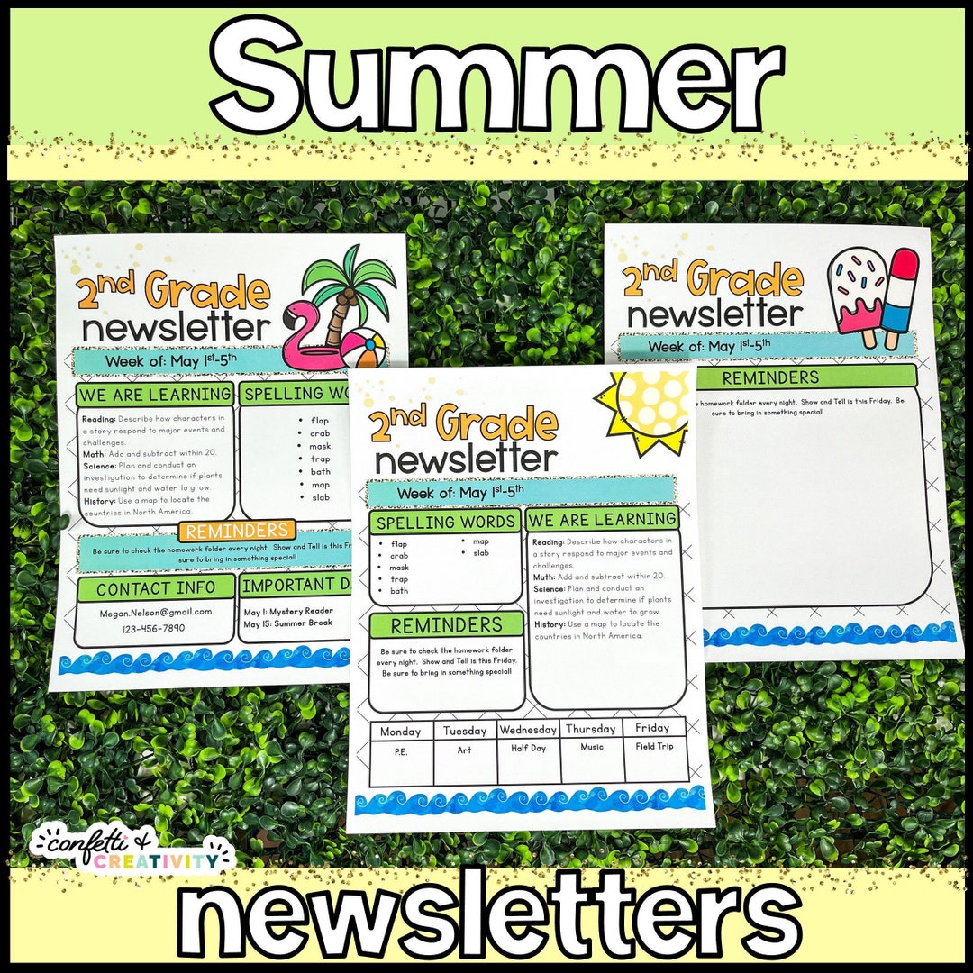 EDITABLE Summer Classroom Newsletter | Teacher Newsletter Template ...
