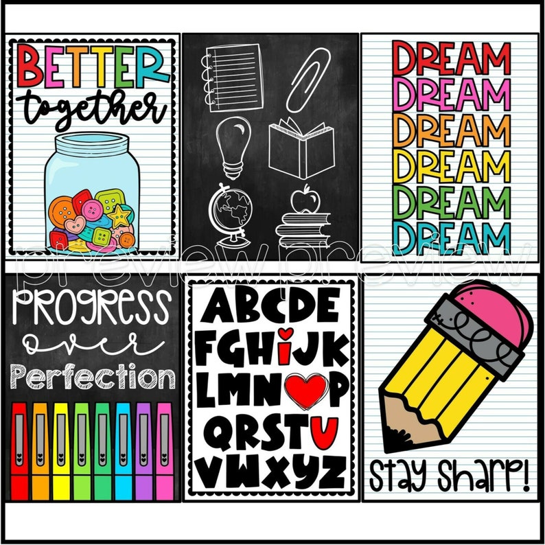 Bright Classroom Quote Posters Classroom Quotes Vintage - Etsy