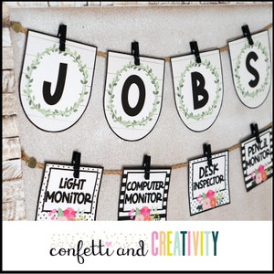 Floral Classroom Job Chart: Editable Elementary Display (digital ...