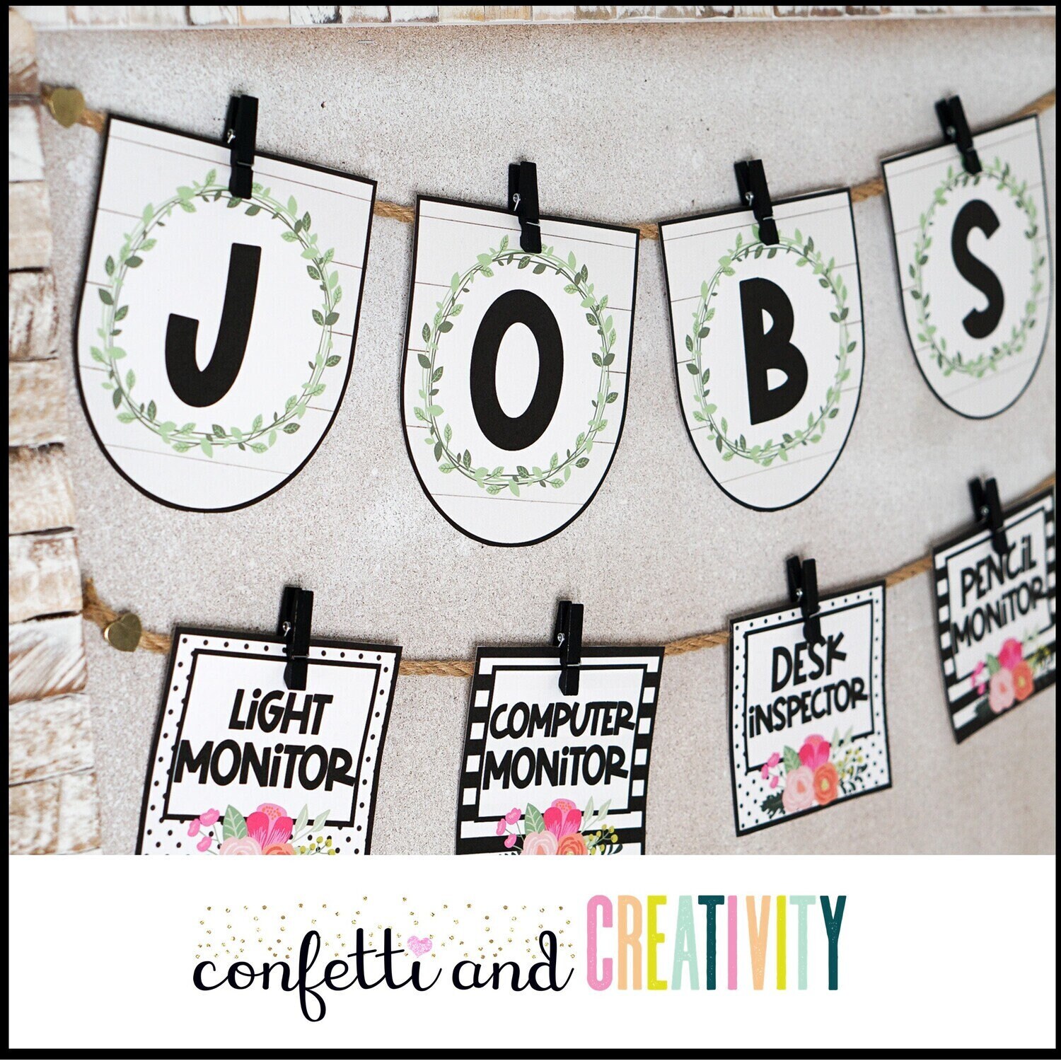Floral Classroom Job Chart: Editable Elementary Display (digital ...