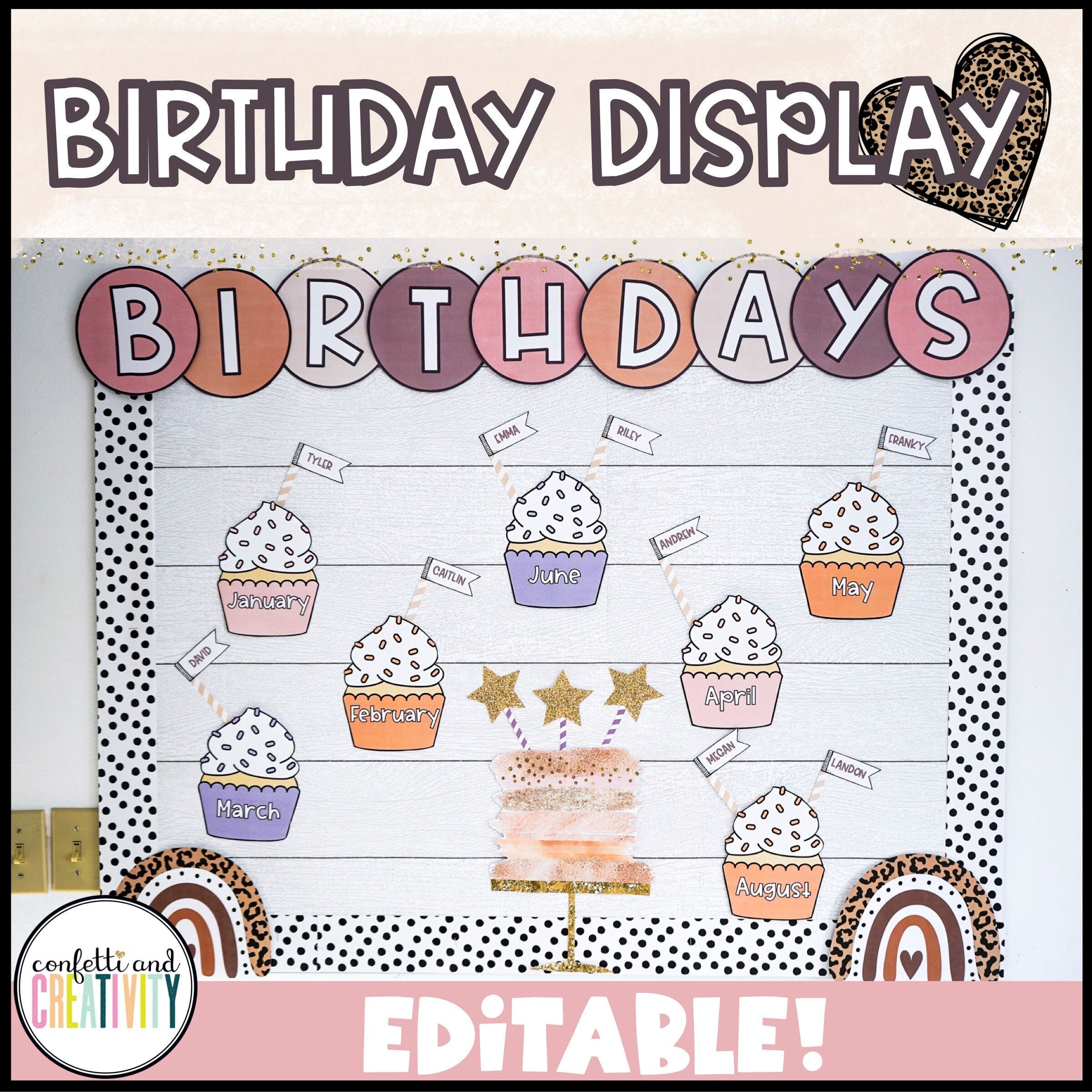 Boho Neutral Classroom Birthday Display Birthday Board for - Etsy