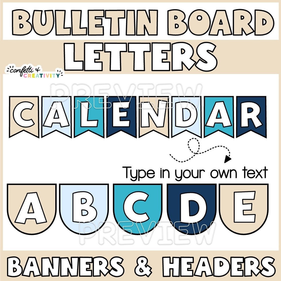 Editable Bulletin Board Letters: Blue Classroom Decor (digital Download ...