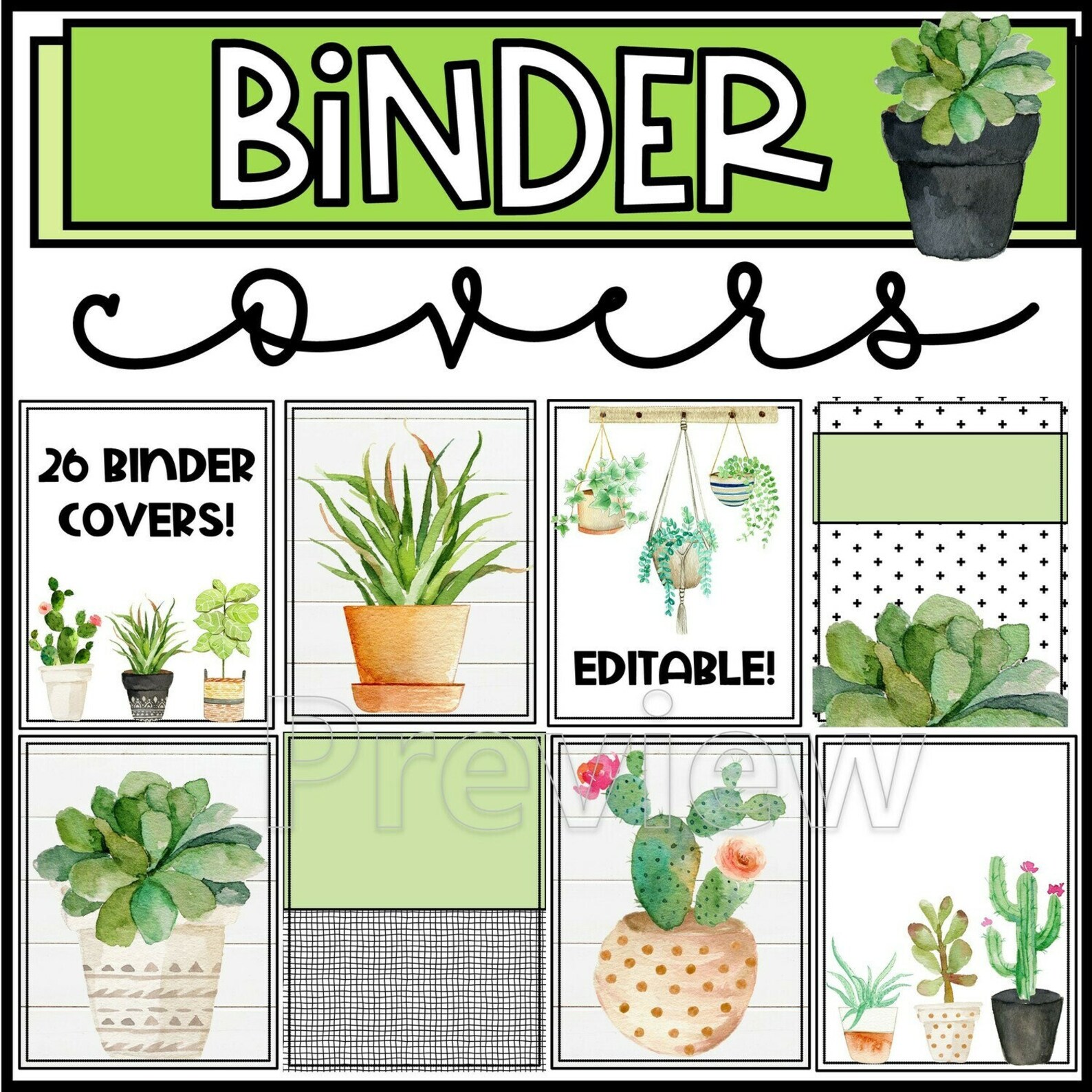 Plant Binder Covers and Spines: Editable Classroom Decor (digital ...
