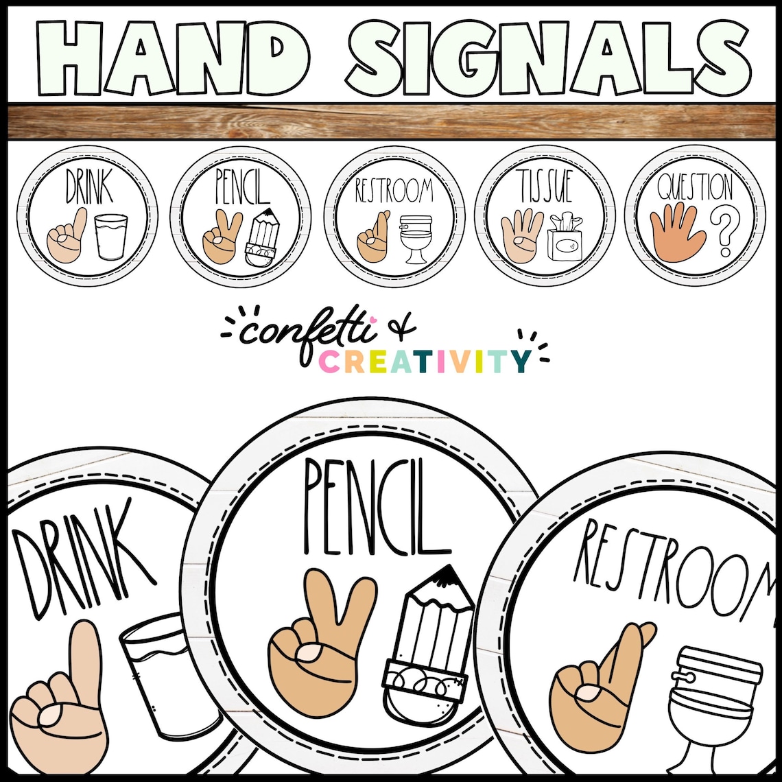 Farmhouse Classroom Hand Signal Posters (digital Download) - Etsy