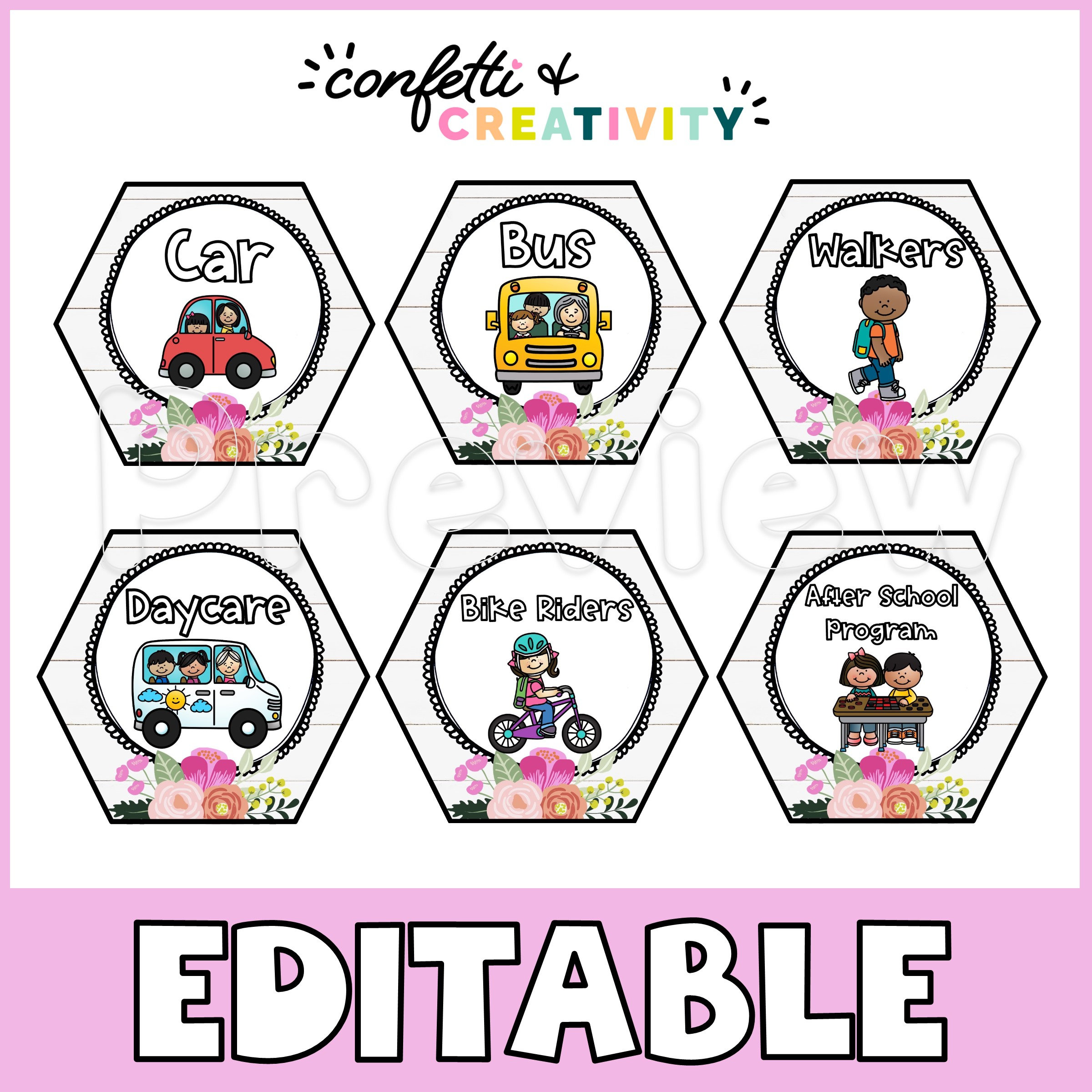 Floral Classroom Dismissal Chart: Editable Elementary Decor (digital ...