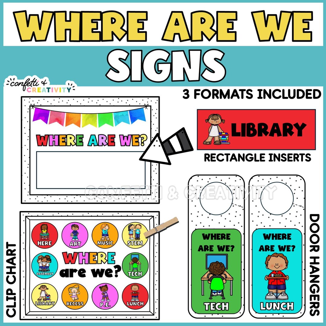Where Are We Classroom Door Signs: Editable, Watercolor Decor (digital ...