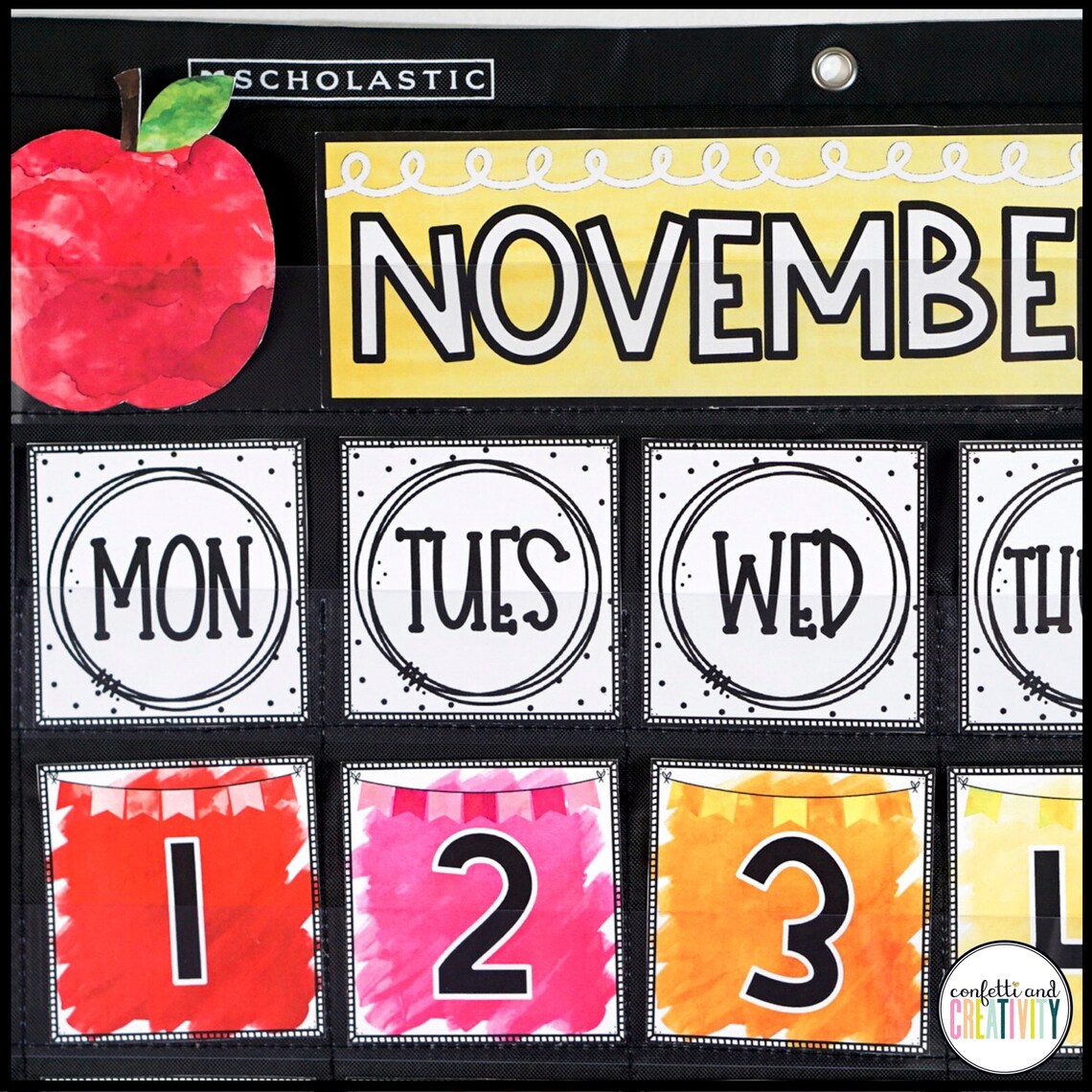 Watercolor Classroom Calendar Pack Pocket Chart Calendar - Etsy